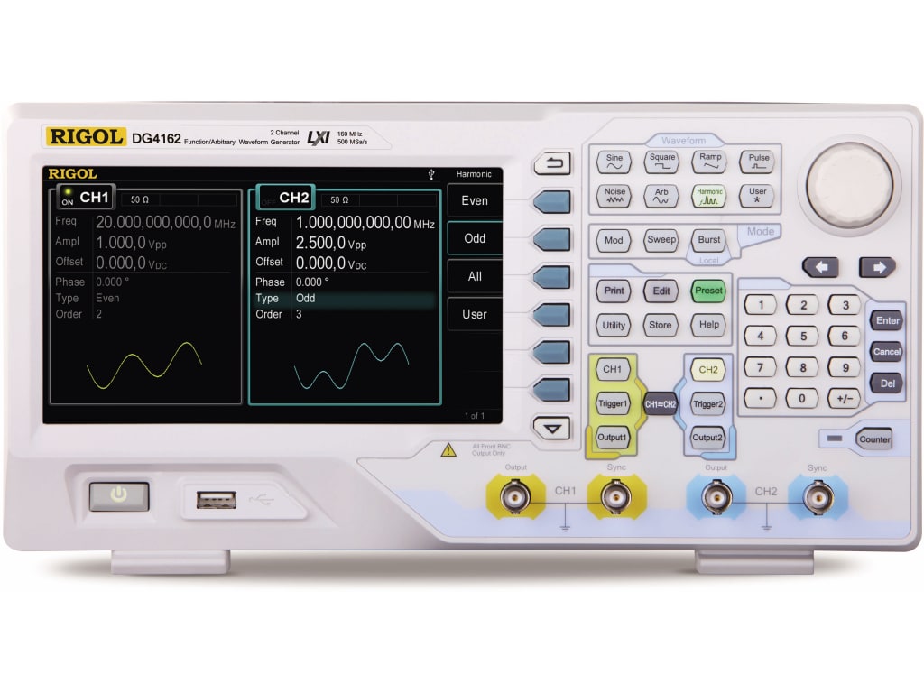 Rigol DG822 - 25 MHz Function / Arbitrary Waveform Generator, 2 Channel - Epsilon